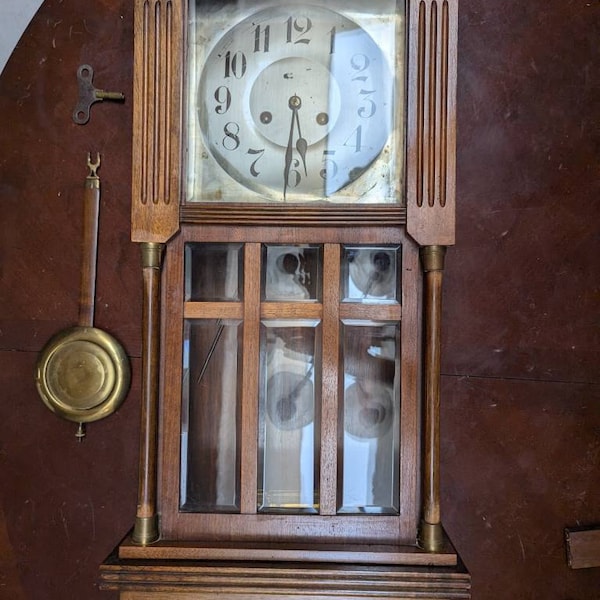 German Antique Wooden Wall Clock Antique Regulator 1900s Restored - Etsy