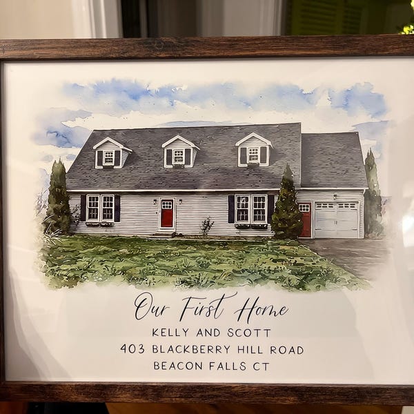 Home Portrait, House Painting, Housewarming Gift, Our First Home Sign ...