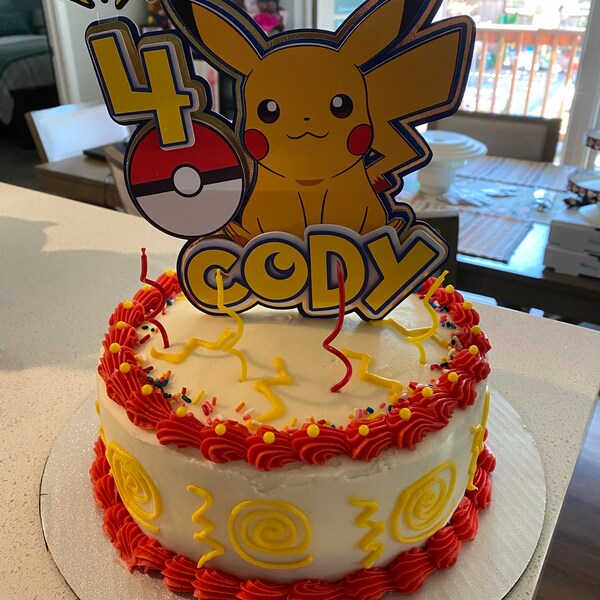 Pikachu Cake Topper, Pokemon Cake Topper, Pokemon Birthday Party ...