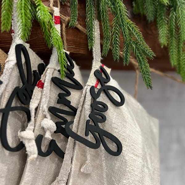 Stocking Name Tags | Christmas Stocking Names | Wood Words | Wood Word ...