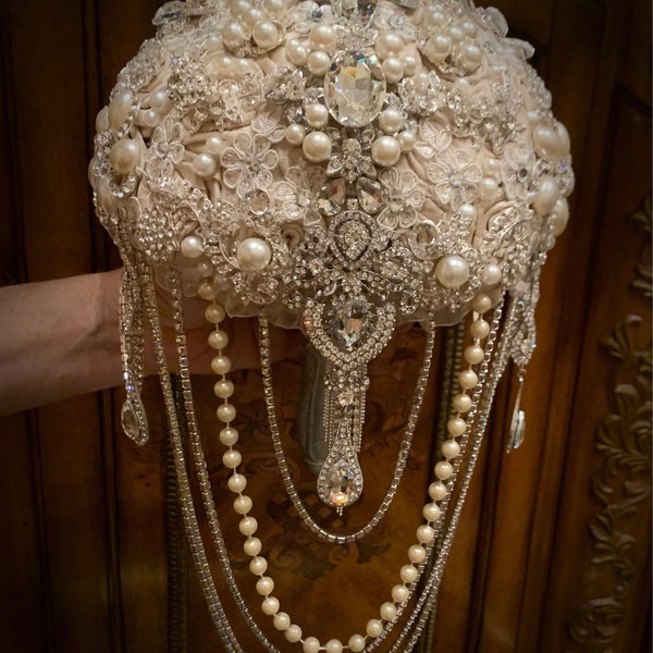 CUSTOM BROOCH BOUQUET, Champagne Wedding Brooch Bouquet, Custom Bouquet ...