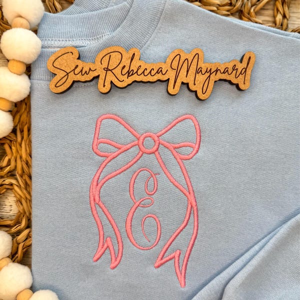Longtail Bow Satin Stitch Applique Embroidery Design • Monogram Bow ...