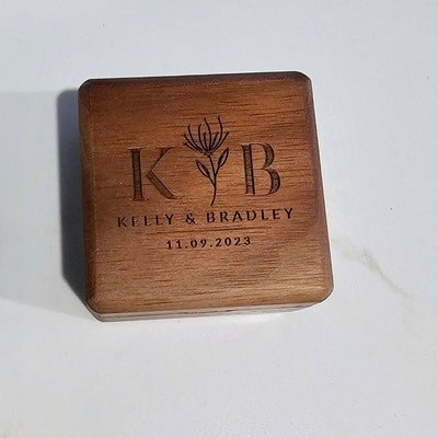 Personalized Wedding Ring Box Custom Wood Ring Box Engagement Ring Box ...