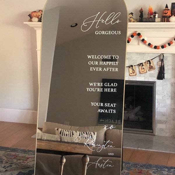 Hello Darling / Beautiful Mirror Wedding Welcome Sign • DIY Easy With ...