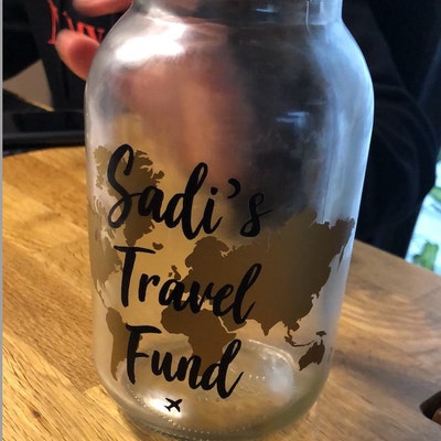 Travel Fund // Personalised Money Savings Jar // Adventure Fund - Etsy
