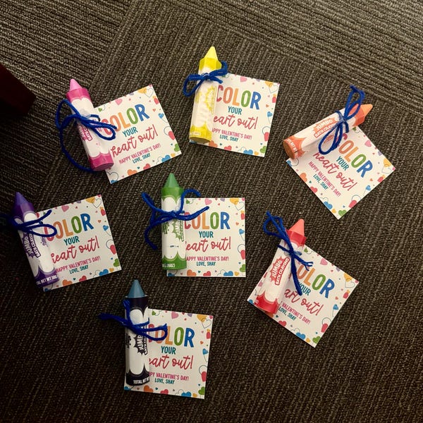 Colorful School Year Gift Tag Crayon Markers Paint Coloring Book ...