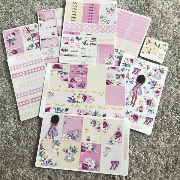 VIOLET DREAMS | 6 Page Planner Sticker Kit | Eclpvertical | Floral ...
