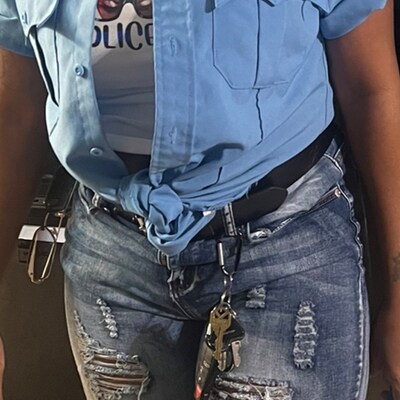 Afro Messy Bun Police Life Png Sublimation Design, Black Woman Png ...