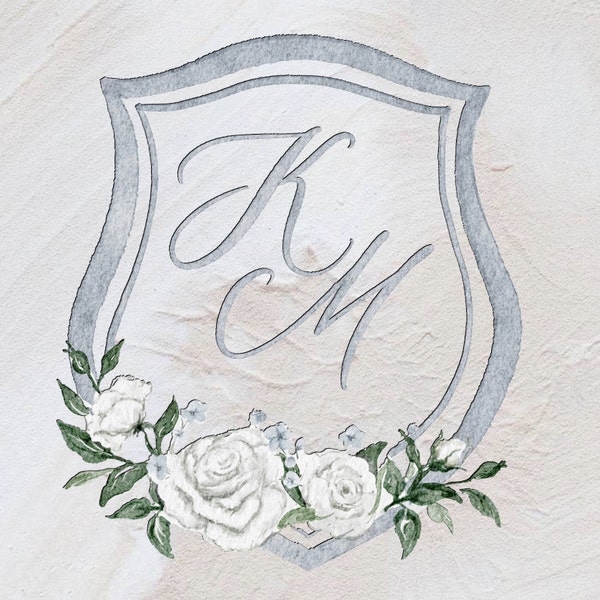 Semi-custom Watercolor Wedding Crest Watercolor Wedding Monogram - Etsy