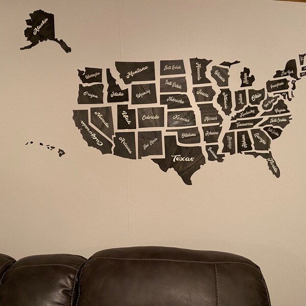 USA State MAP Cut Out Custom Size Unfinished US States Laser Nursery ...