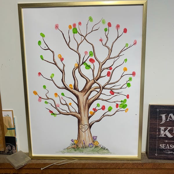 Fingerprint Tree | Printable Guestbook | Blank Finger Print Tree ...