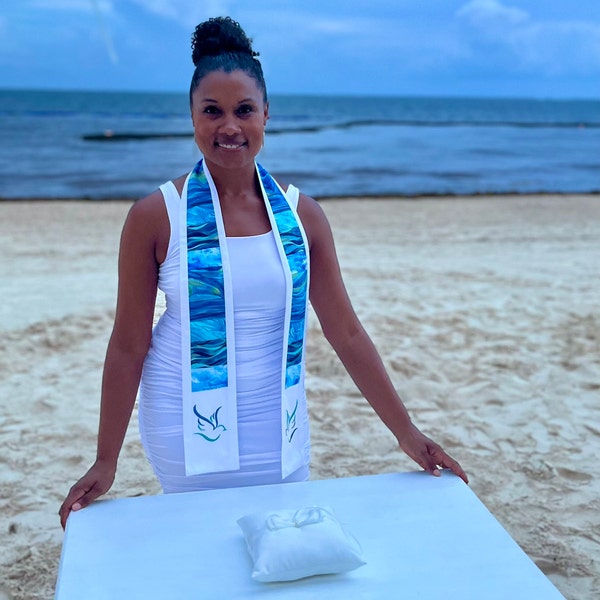 Baptism or Beach Wedding Officiant Clergy Stole With Water and Waves ...
