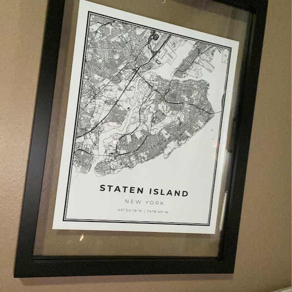 Staten Island Map Print, New York City NYC NY USA Map Art Poster ...