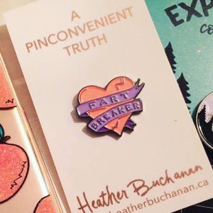 Enamel Pin Fart Breaker Not Heart Breaker Funny Lapel Pin Pastel Heart ...