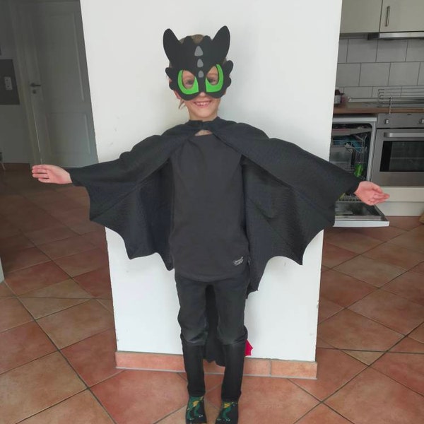 Black Dragon Costume With Wings, Kids Party Dragon Costume, Black Scaly ...