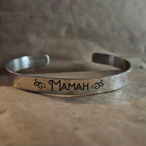Engraved Custom Cuff Bracelet in REAL Bronze, Nickel, Silver (aluminum ...