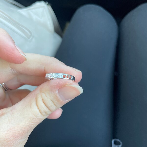 3mm Half Eternity Band Ring Invisible Princess Cut Simulated Diamond CZ ...