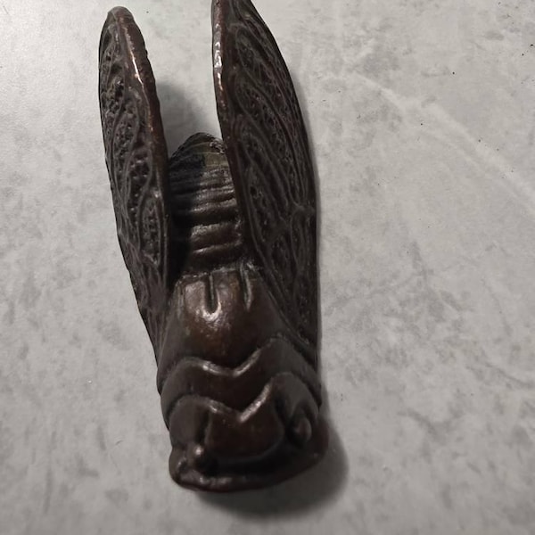 Vintage Bronze Handmade Cicada Statue - Etsy