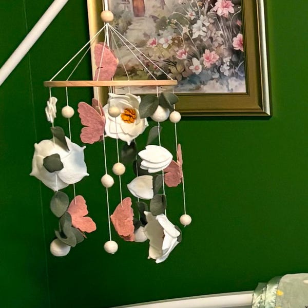 Forest Baby Mobile, Mountains and Trees Crib Mobile, Green Floral Baby ...