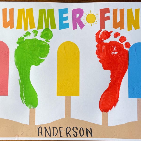 Summer Handprint Footprint Art for Kids Toddler Infant, Popsicle ...