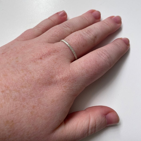 Hand Made.925 Sterling Silver Wedding Stackable Ring Stardust Finish ...