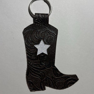 Western Key Fob SVG Cowboy Keychain Bag Tag Fob Template Faux Leather ...