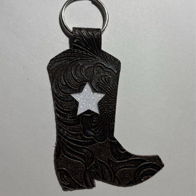 Western Key Fob SVG Cowboy Keychain Bag Tag Fob Template Faux Leather ...