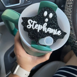 Halloween Ghost Stanley Name Plate Lid Toppers Fall Spooky Accessories ...