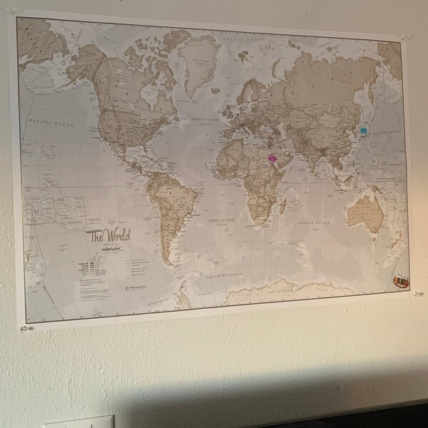 Neutral Map of the World Art Print - Home Decor, Bedroom, Gift, Living ...