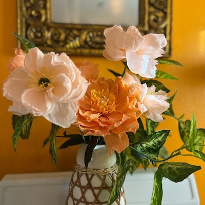 Petite Poppy Paper Flower Arrangement, Paper Rose Bouquet, Artificial ...