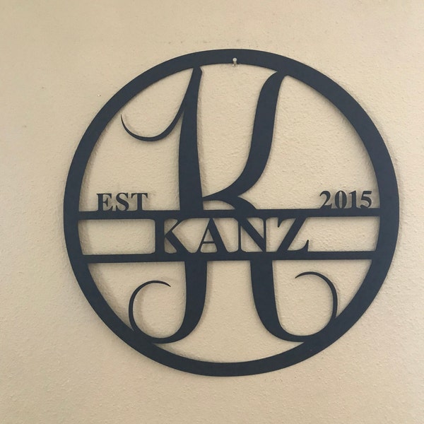 Last Name Sign EST Initial Sign, Personalized Family Name Metal, Metal ...