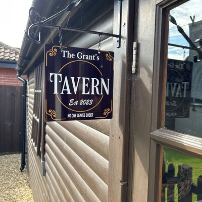 Personalised Pub Shed Hanging Swing Sign With Bracket Garden Pub Home ...