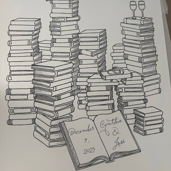 Library Themed Wedding Guest Book Alternative 11x14 - Etsy