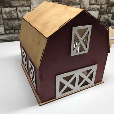 Laser Cut File Super Cute Wood Toy Barn With Barn Yard Animals and ...