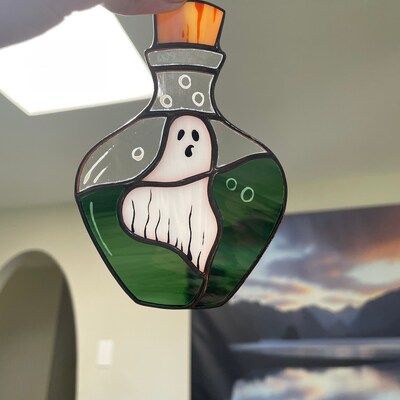 Halloween Stained Glass Ghost Halloween Spirit Custom Stained Glass ...