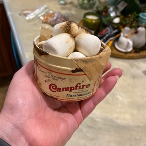 Mini Campfire Marshmallows Tin With Faux Marshmallows, Vintage ...