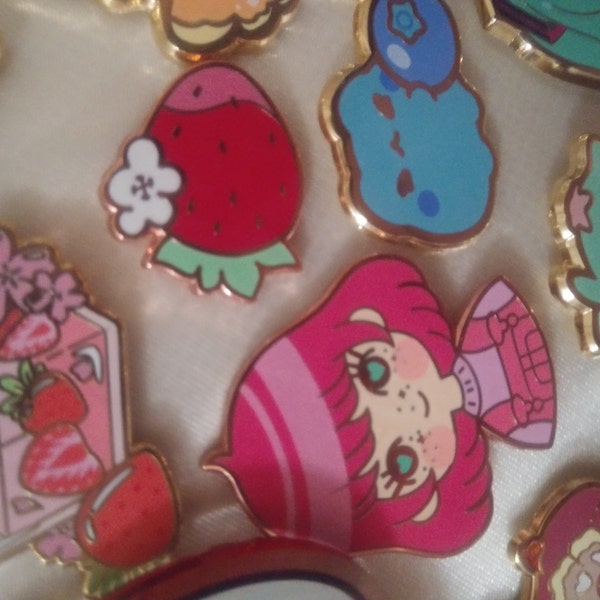 Strawberry Girl Hard Enamel Pin - Strawberry Mini Pin - Etsy