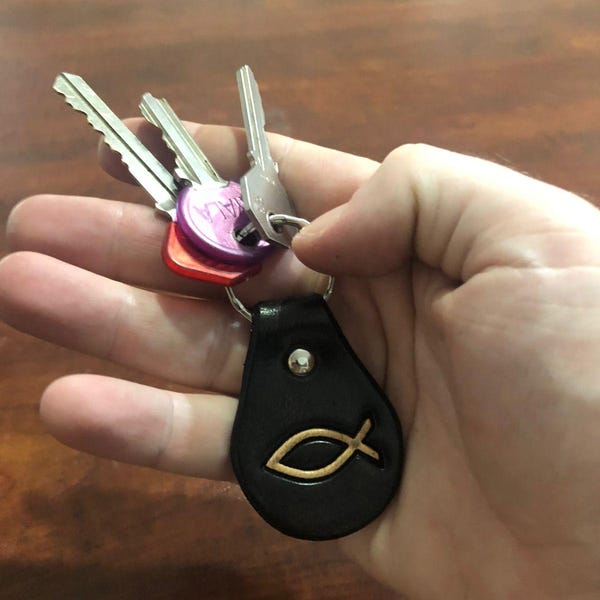 Personalized Leather Keychain With 3D Stamp, Custom Color Key Fob ...