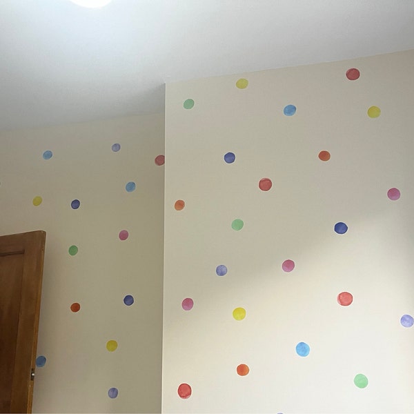 Polka Dot Wall Stickers | Rainbow Watercolour Decal's Dots | Watercolor ...