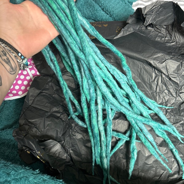 Wool Dreadlocks Purple Green Forest Custom Wool Dreads- Double Ended ...