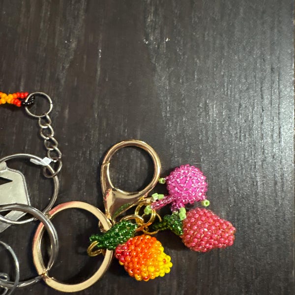 Mango Keychain/ Beaded Bag Charm Gift Purse Charm Key Chain for Womens ...