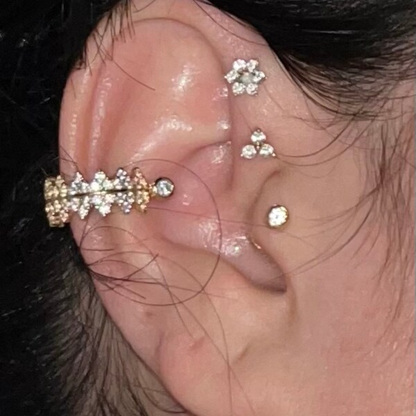 CZ Crown Conch Earring: Sterling Silver Cartilage Piercing (1pc) - Etsy