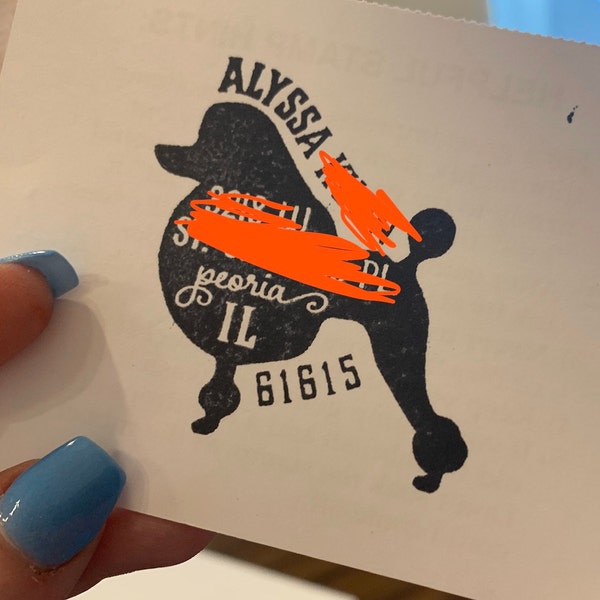 Poodle Return Address Stamp, Dog Owner Gift, Wooden Handle, Custom ...