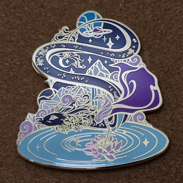 Gold Ocean of Sky Floating Islands Hard Enamel Mini Pin Set Night ...