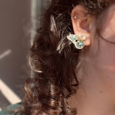 Handmade Creative Earring Multi-color Butterfly Earrings Pearl - Etsy