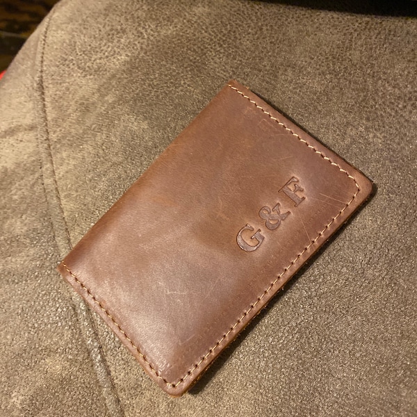 Personalized Business Card Holder, Leather Bifold Credit Card Case ...