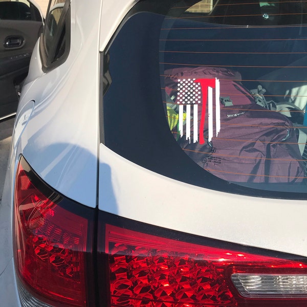 Firemans Axe, Thin Red Line, American Flag, Vinyl Car Decal, Support ...