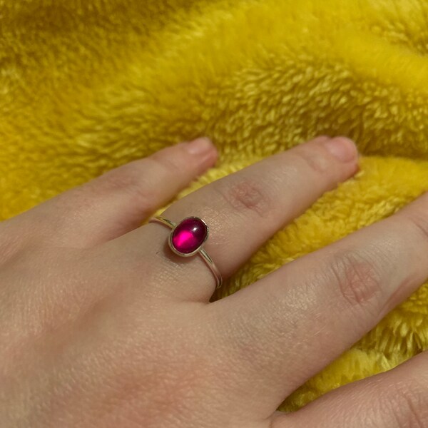 Sterling Silver Ruby Ring // Lab Created Ruby Stacking Ring // July Birthstone Ring // Ruby ...