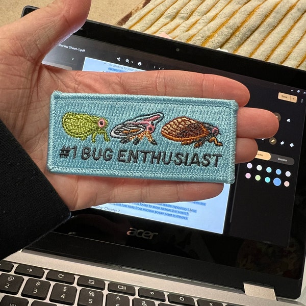 Number 1 Bug Enthusiast Iron-on Patch / Entomologist / Entomology / Insect Patch / Embroidered ...