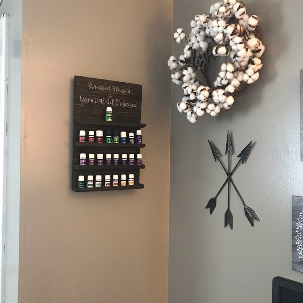 Rustic Essential Oil Shelf / Wood Essential Oil Wall Display - Etsy